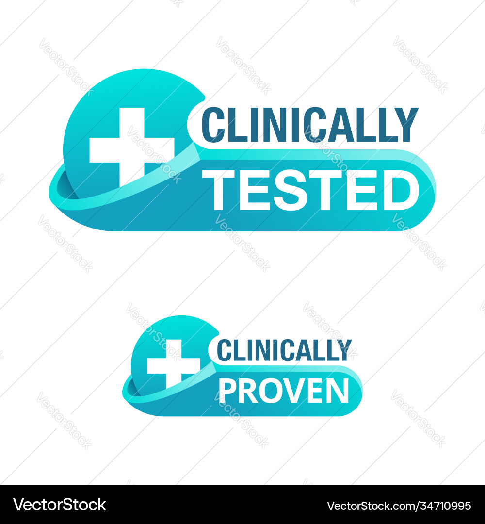 Clinically proven and tested stamps Royalty Free Vector