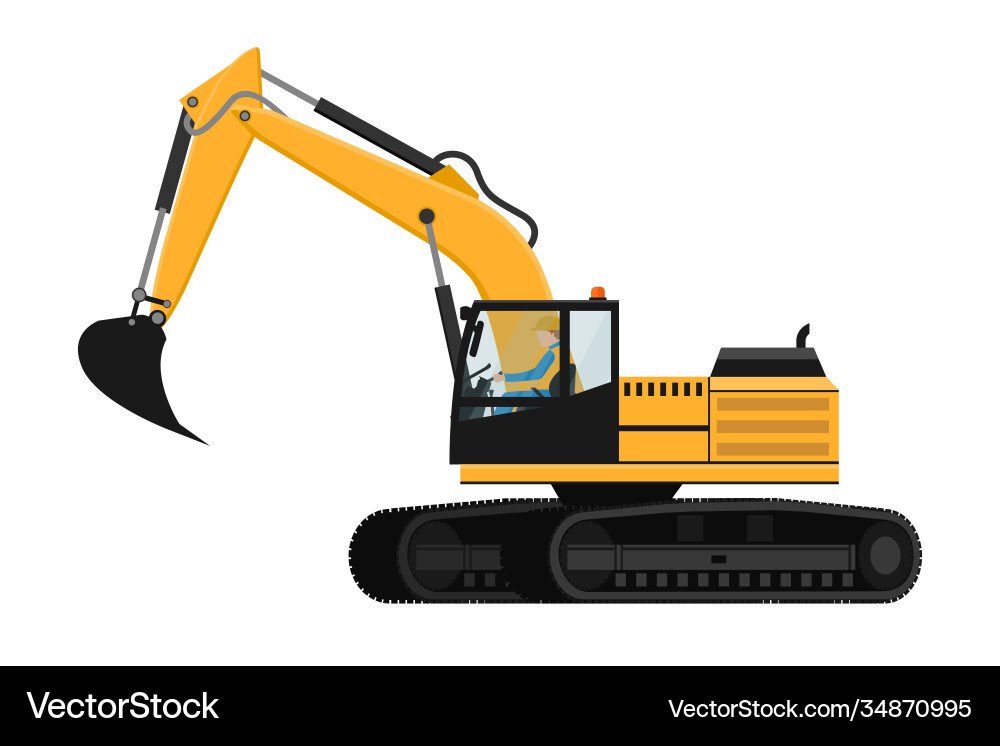 Crawler excavator design with heavy machinery Vector Image