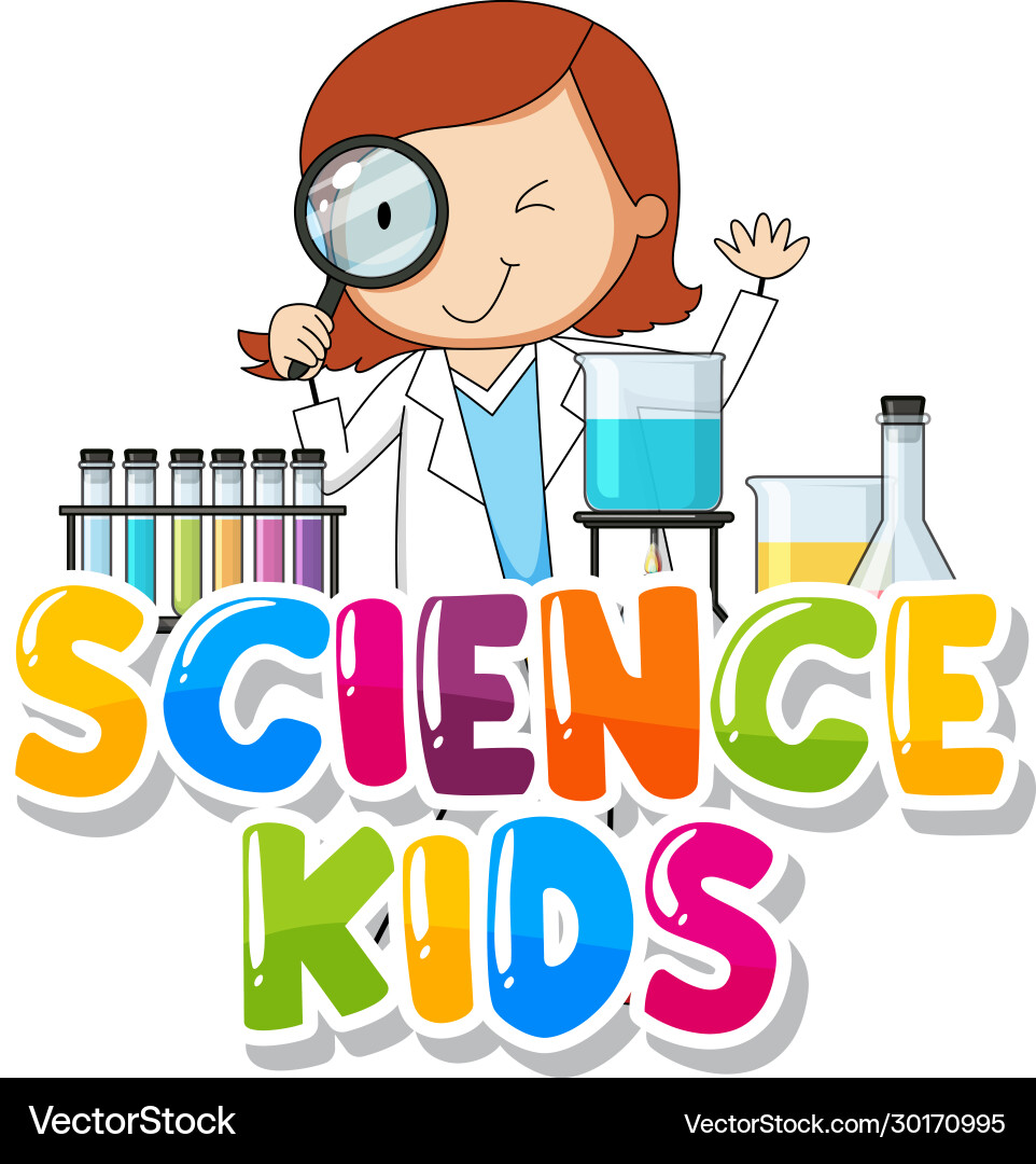 Font design for word science kids with kid Vector Image