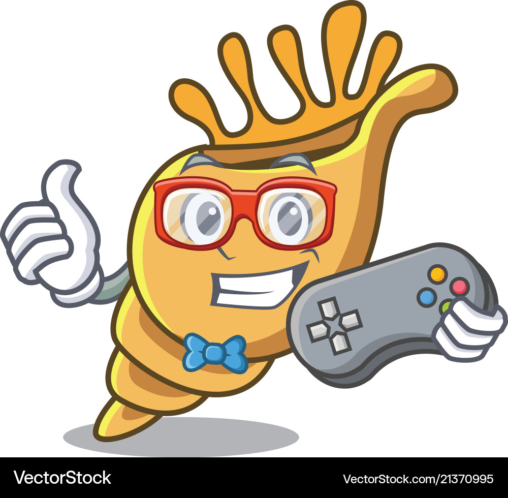 Gamer exotic shell mascot cartoon Royalty Free Vector Image