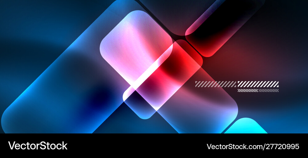 Glass neon block and lines abstract background Vector Image