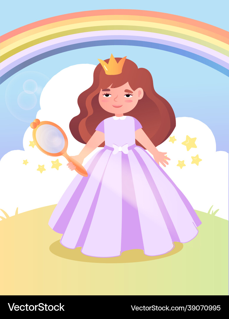 Princess holding mirror in her hand Royalty Free Vector