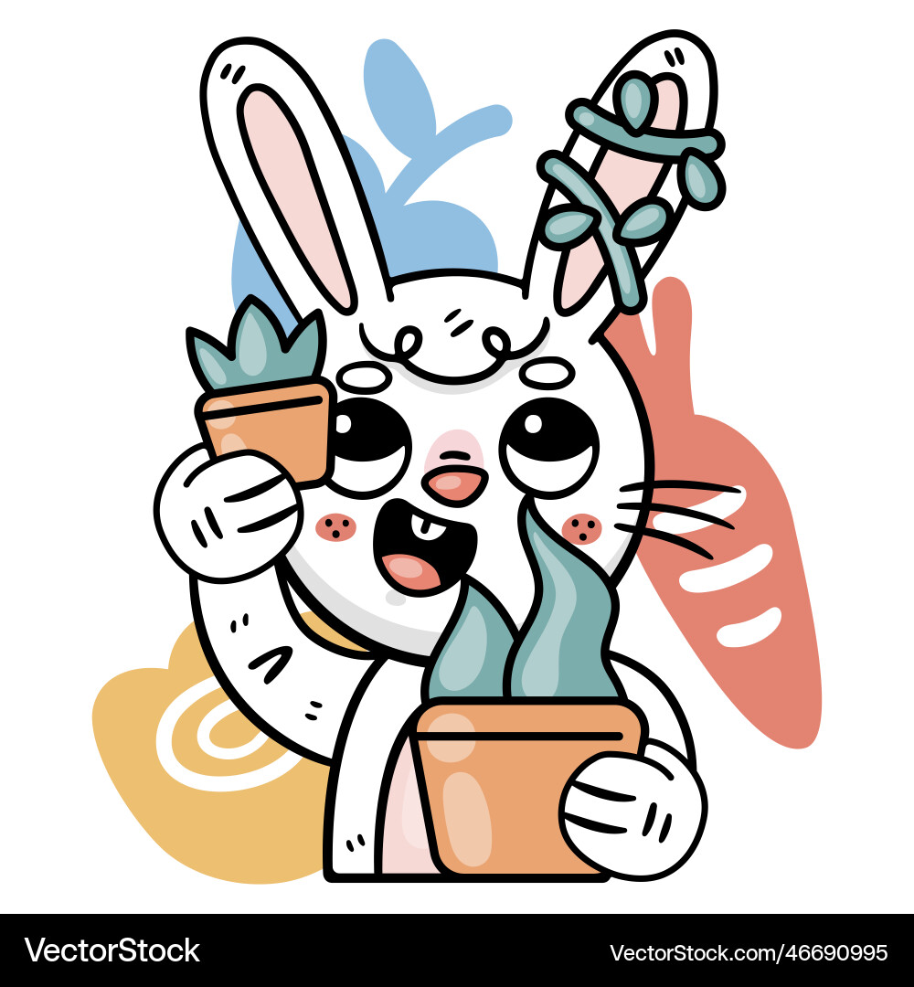 Ronnie bunny self care stickers set Royalty Free Vector