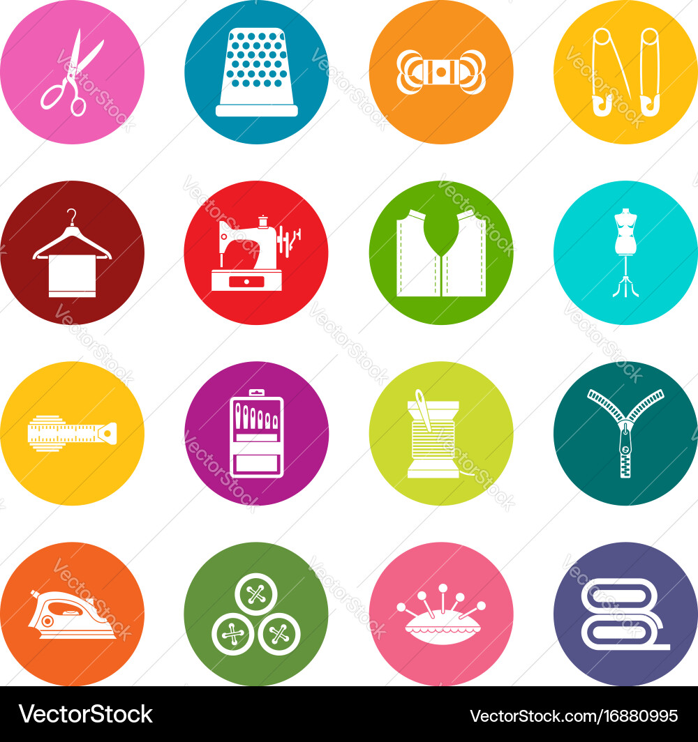 Sewing icons many colors set Royalty Free Vector Image