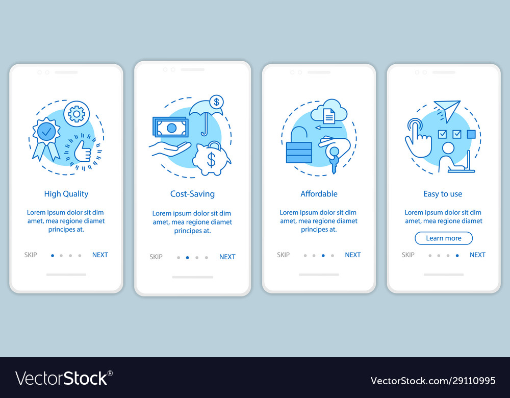 Software benefits onboarding mobile app page Vector Image