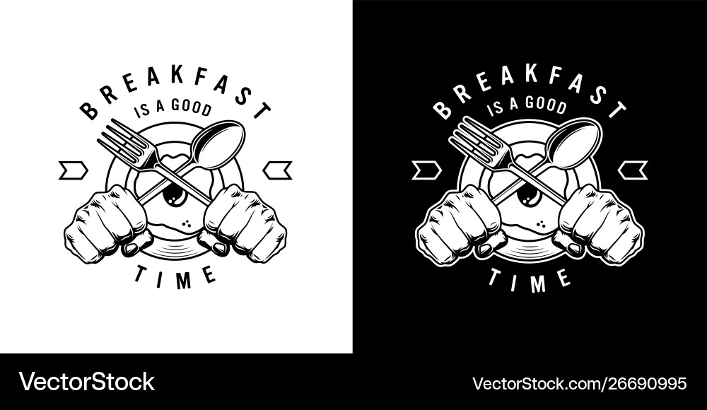 Vintage monochrome breakfast time label Royalty Free Vector
