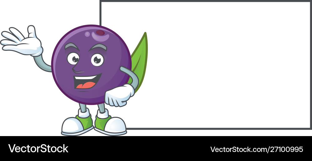 With board acai berries cartoon on white Vector Image