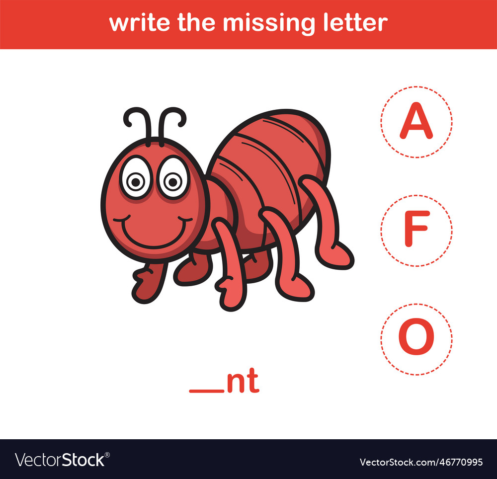Write the missing letter Royalty Free Vector Image