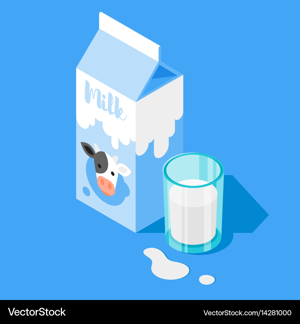 3d isometric of milk packing Royalty Free Vector Image