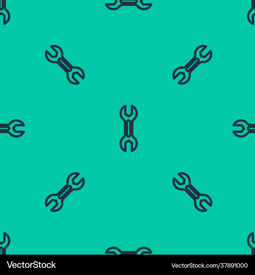 Blue line wrench spanner icon isolated seamless Vector Image