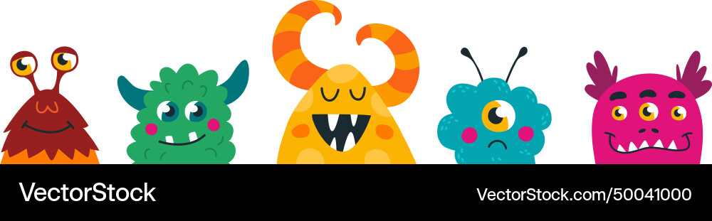 Cartoon monsters background cute monster Vector Image