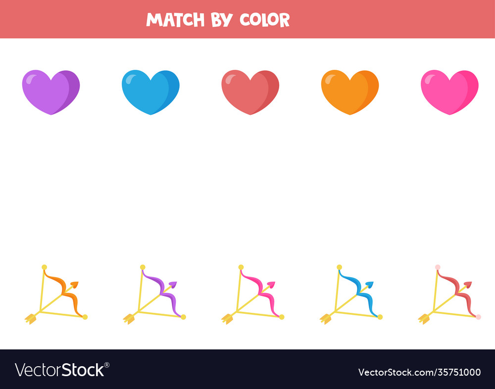 Color matching games for kids valentine hearts Vector Image