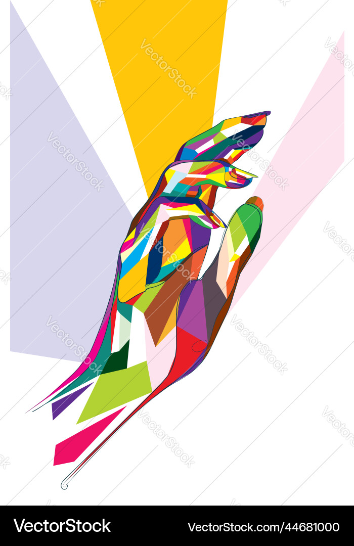 Colorful polygonal hand Royalty Free Vector Image