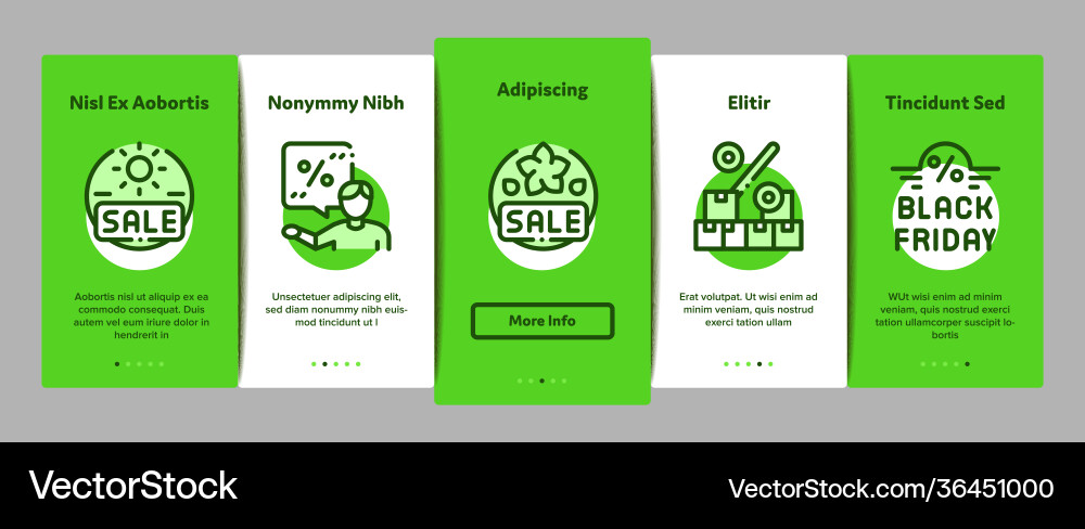 Cost reduction sale onboarding elements icons set Vector Image