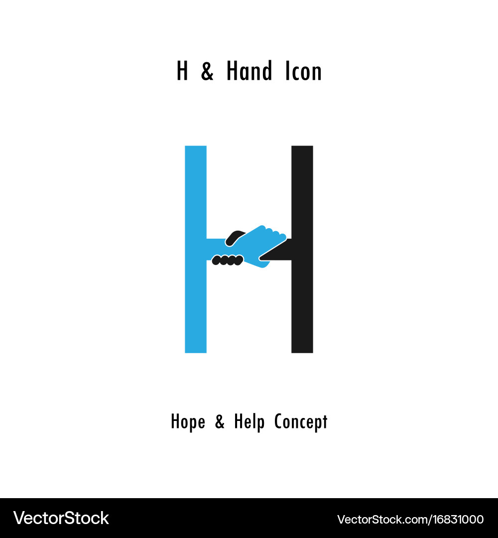 Creative h alphabet icon abstract and hands icon Vector Image