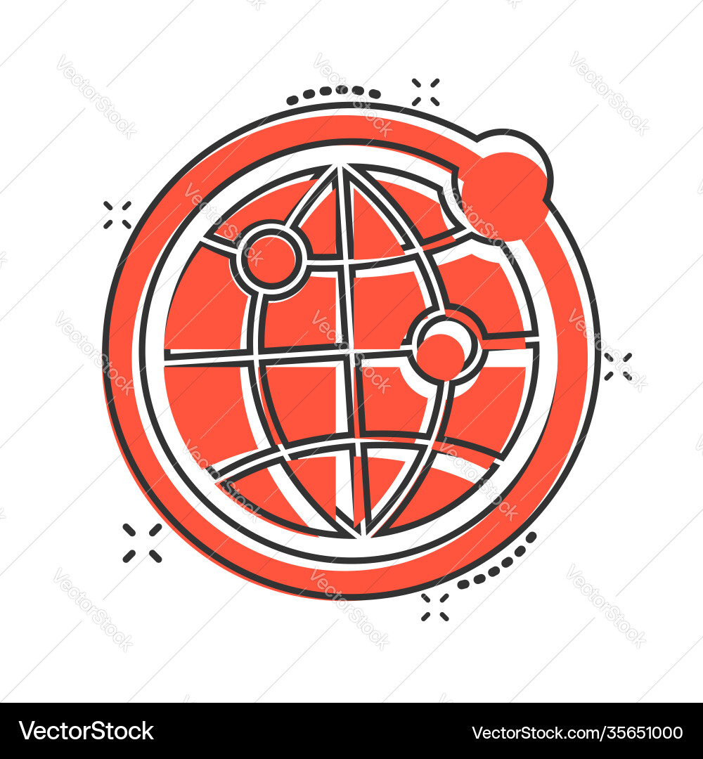 Earth planet icon in comic style globe geographic Vector Image
