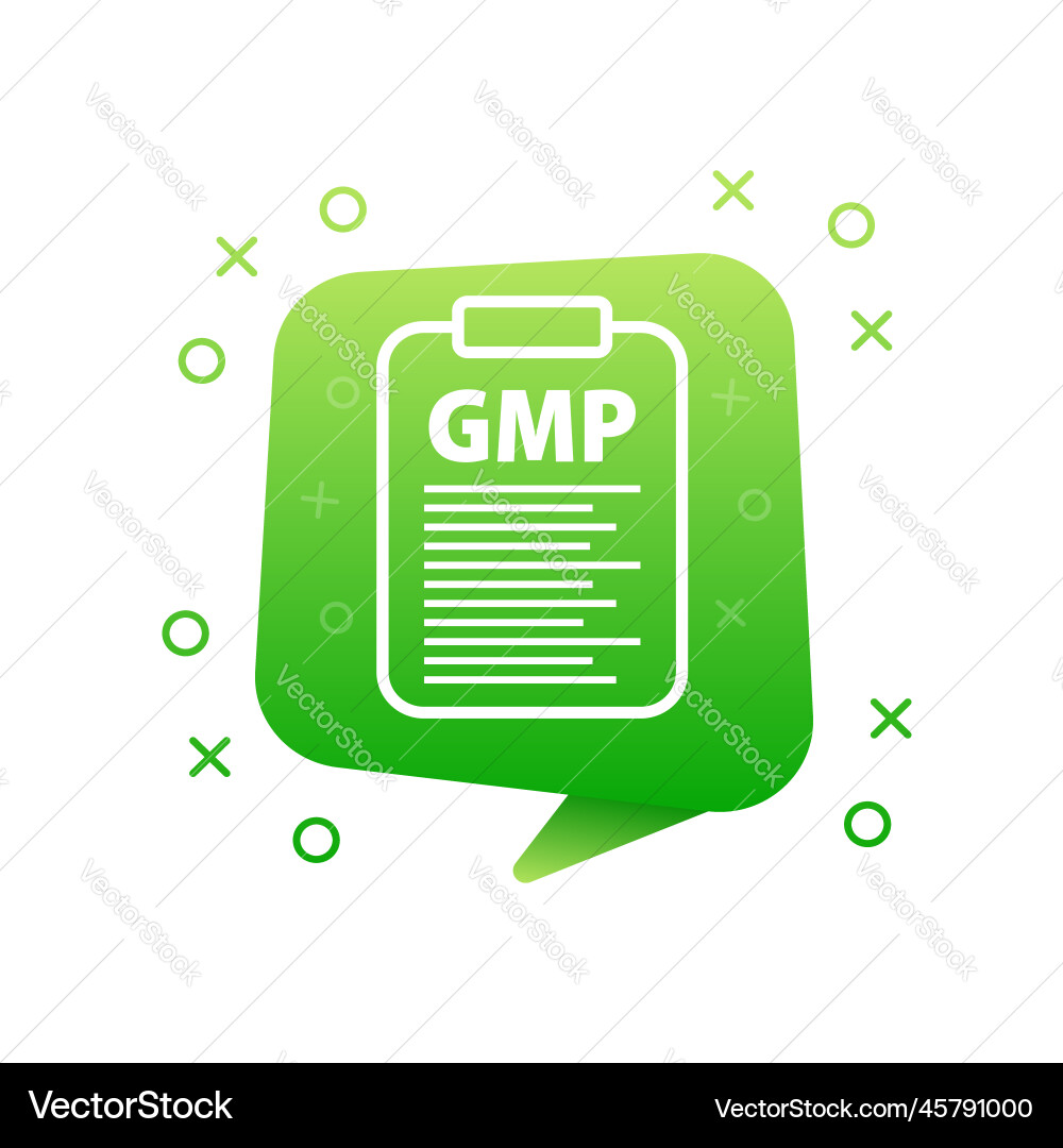 Gmp - good manufacturing practice certified sign Vector Image