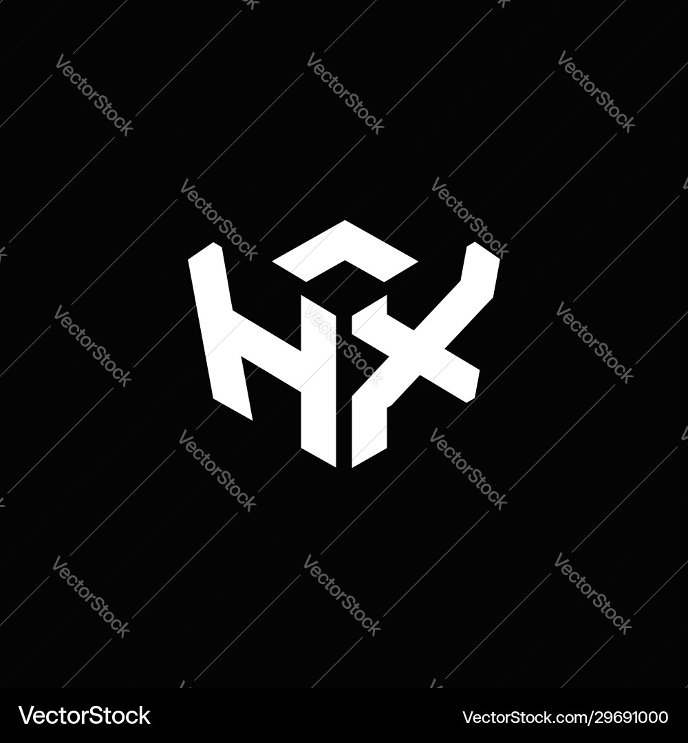 Hx logo monogram with emblem style ribbon design Vector Image