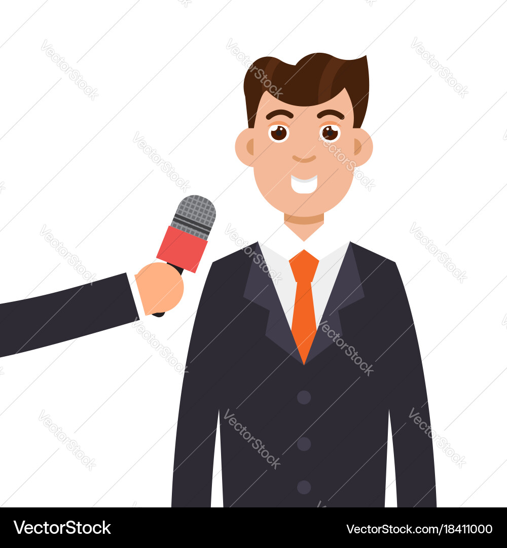 Interview or press conference a businessman Vector Image