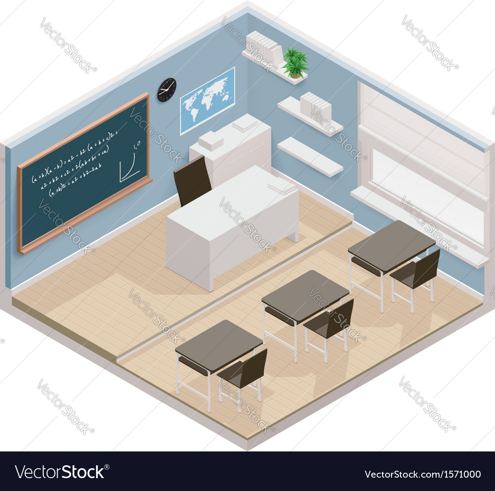 Isometric classroom icon Royalty Free Vector Image