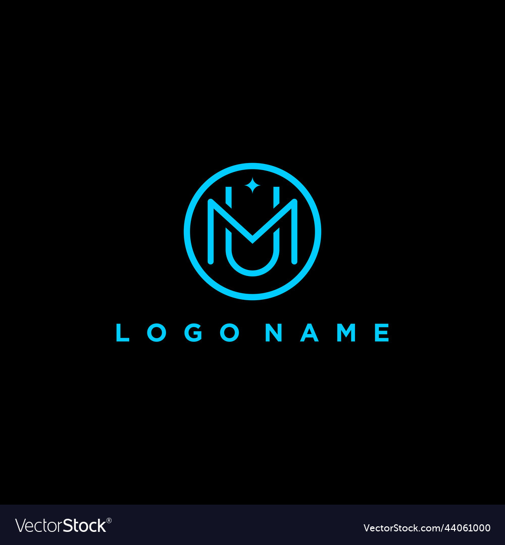 Mu or um abstract initial letter linked circle Vector Image