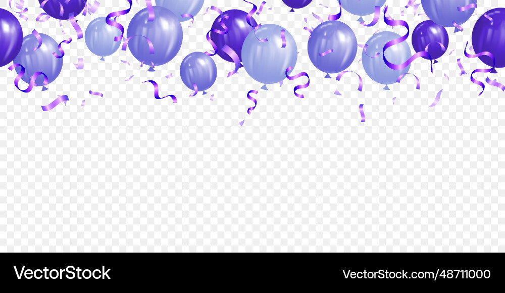 Party flying purple realistic Royalty Free Vector Image