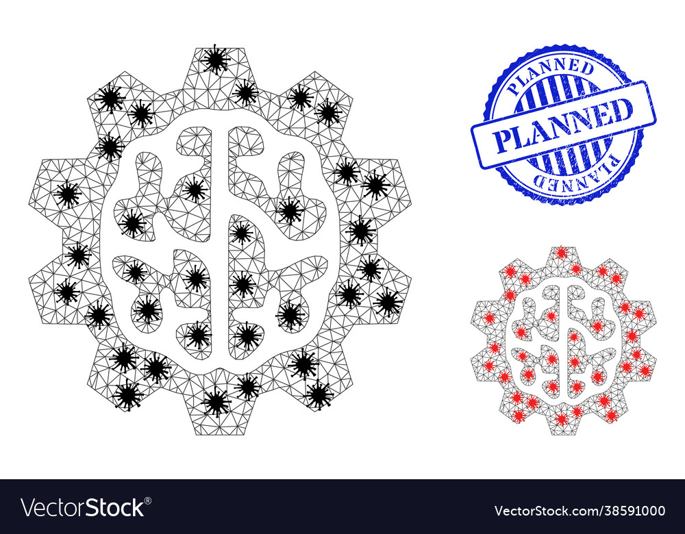 Polygonal mesh brain gear pictograms with Vector Image Polygonal mesh brain gear pictograms with Vector Image