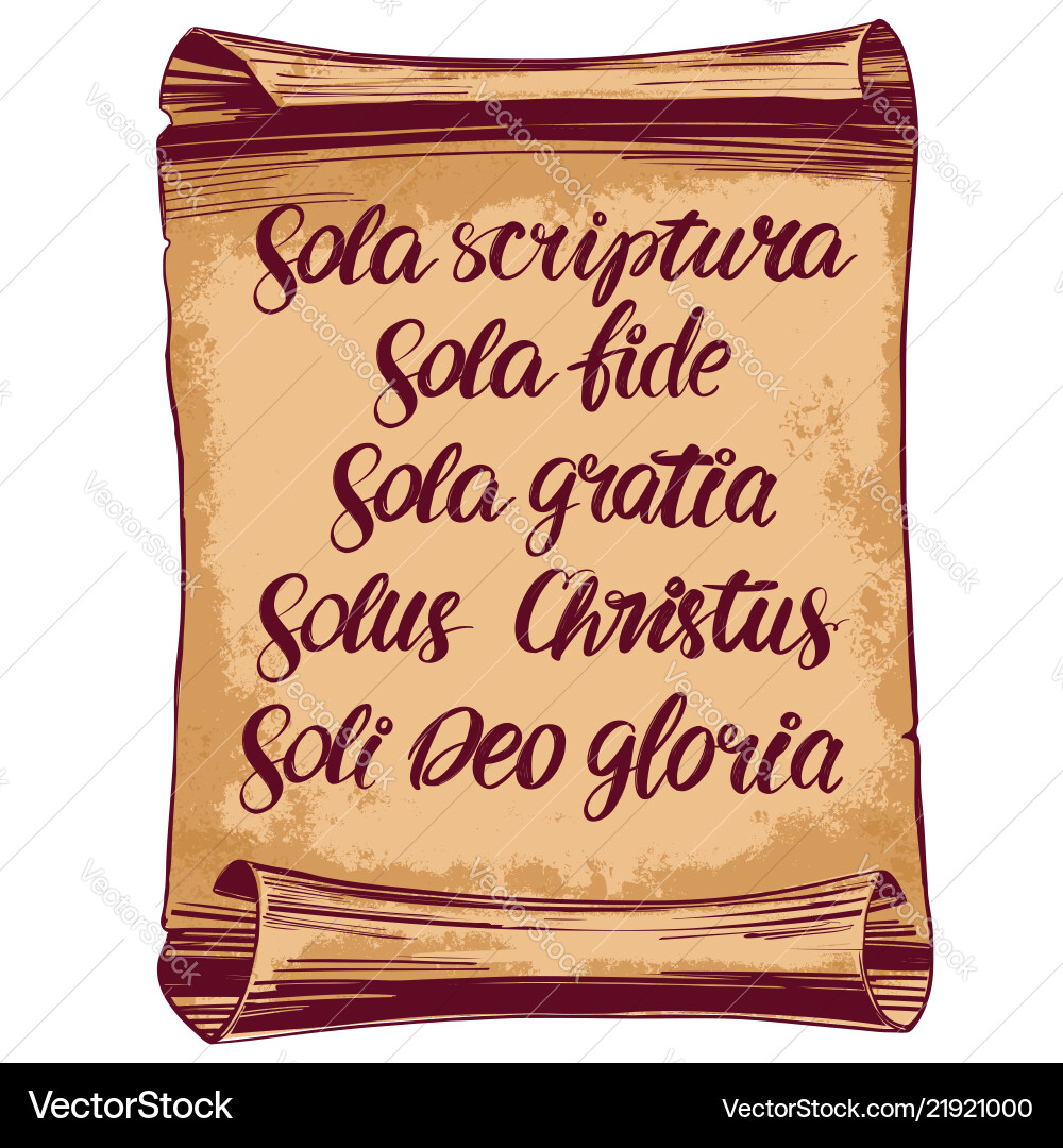Quinque sola five foundations of protestant Vector Image