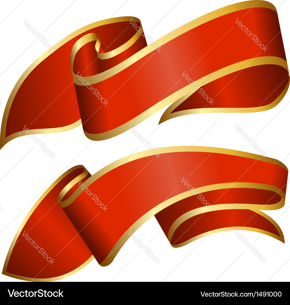 Red ribbon collection isolated on white background