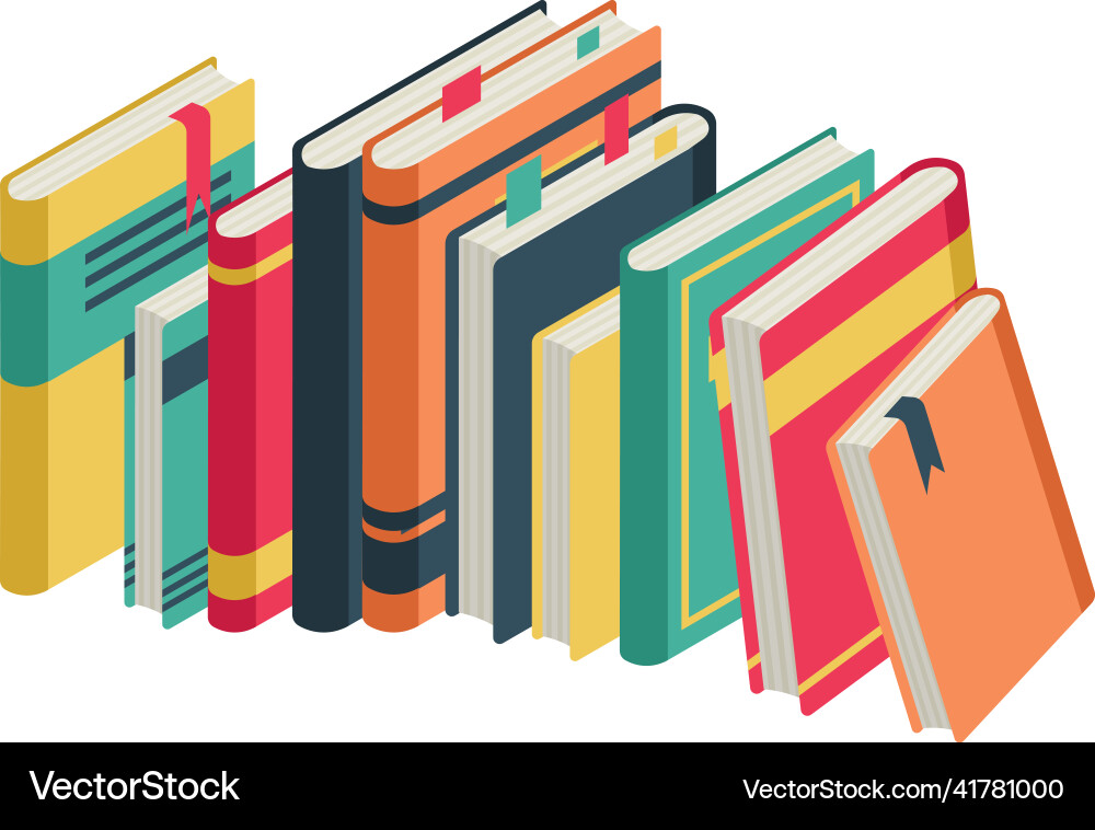 Row of books home library with different Vector Image