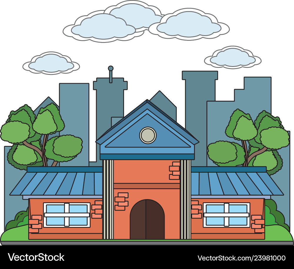 School building cartoon Royalty Free Vector Image