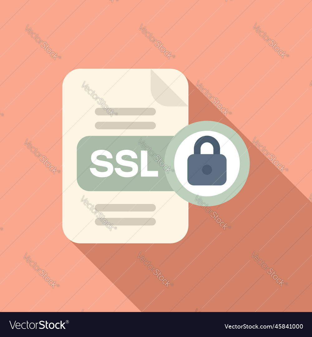 Secured Ssl Certificate Icon Flat Web Data Vector Image