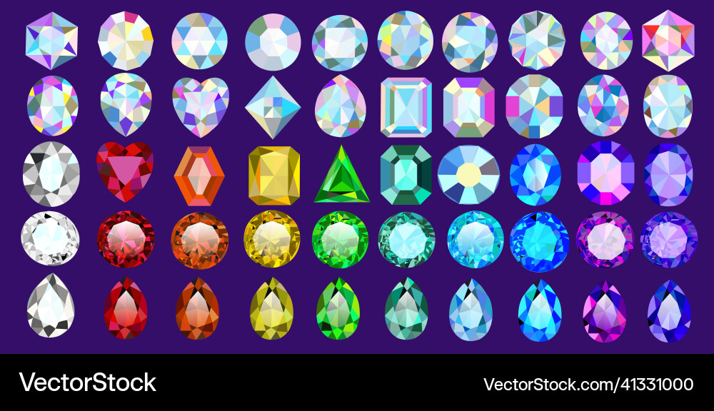 Set of precious stones different cuts Royalty Free Vector