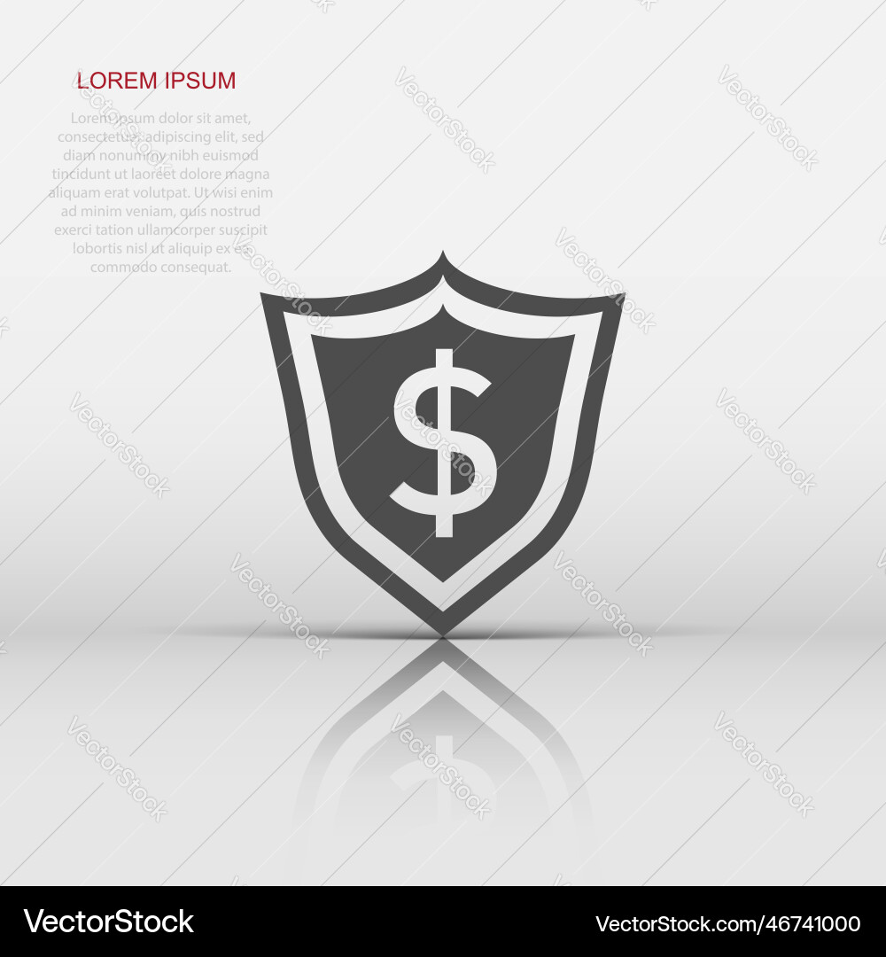 Shield with money icon in flat style sign Vector Image
