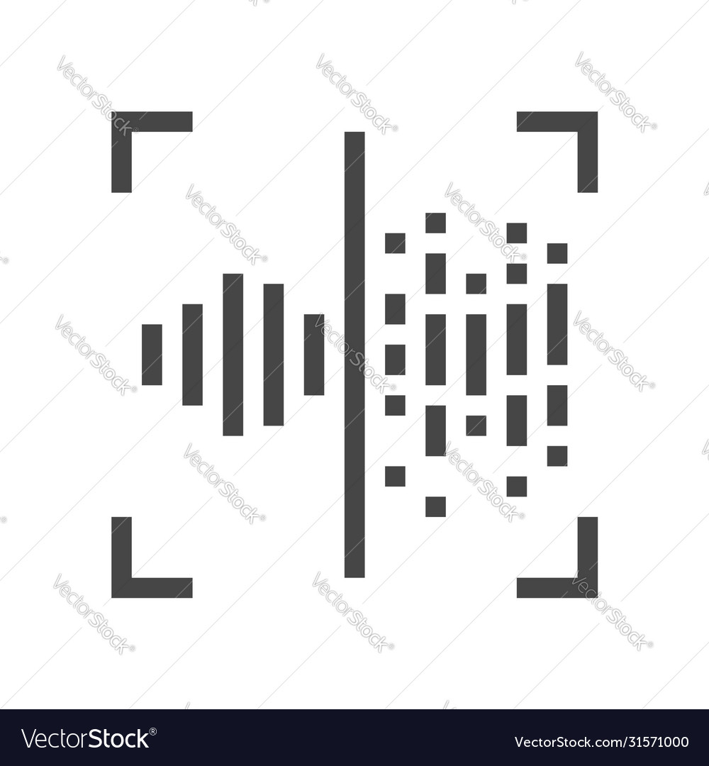 Voice recognition identification line icon 48x48 Vector Image