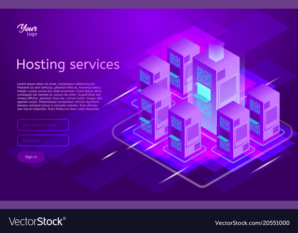 Web hosting and data center isometric Royalty Free Vector