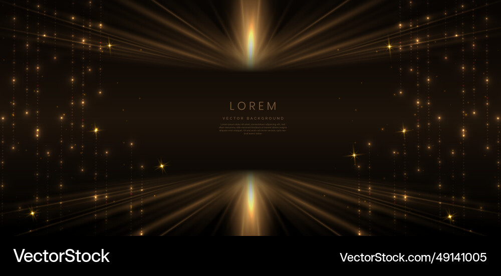 Abstract glowing gold lighting lines on dark Vector Image
