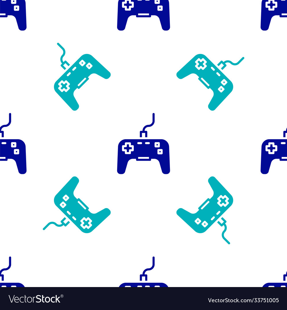 Blue gamepad icon isolated seamless pattern Vector Image Blue gamepad icon isolated seamless pattern Vector Image