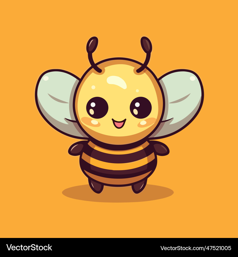 Cartoon kawaii anime bee Royalty Free Vector Image