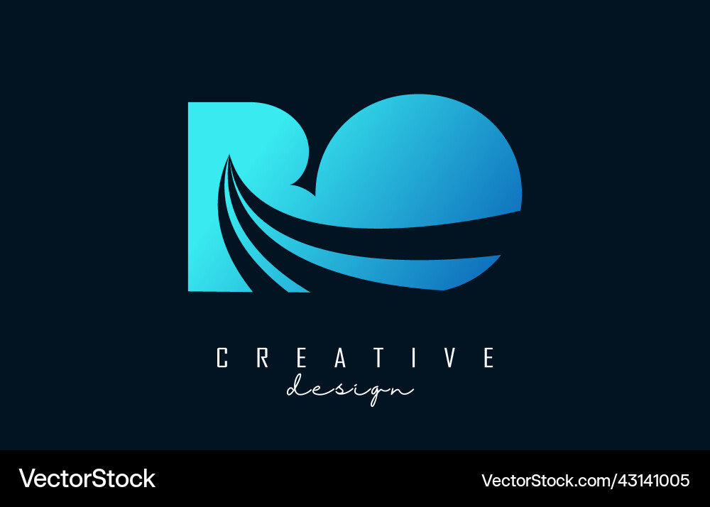 Creative blue letters bo b o logo with leading Vector Image