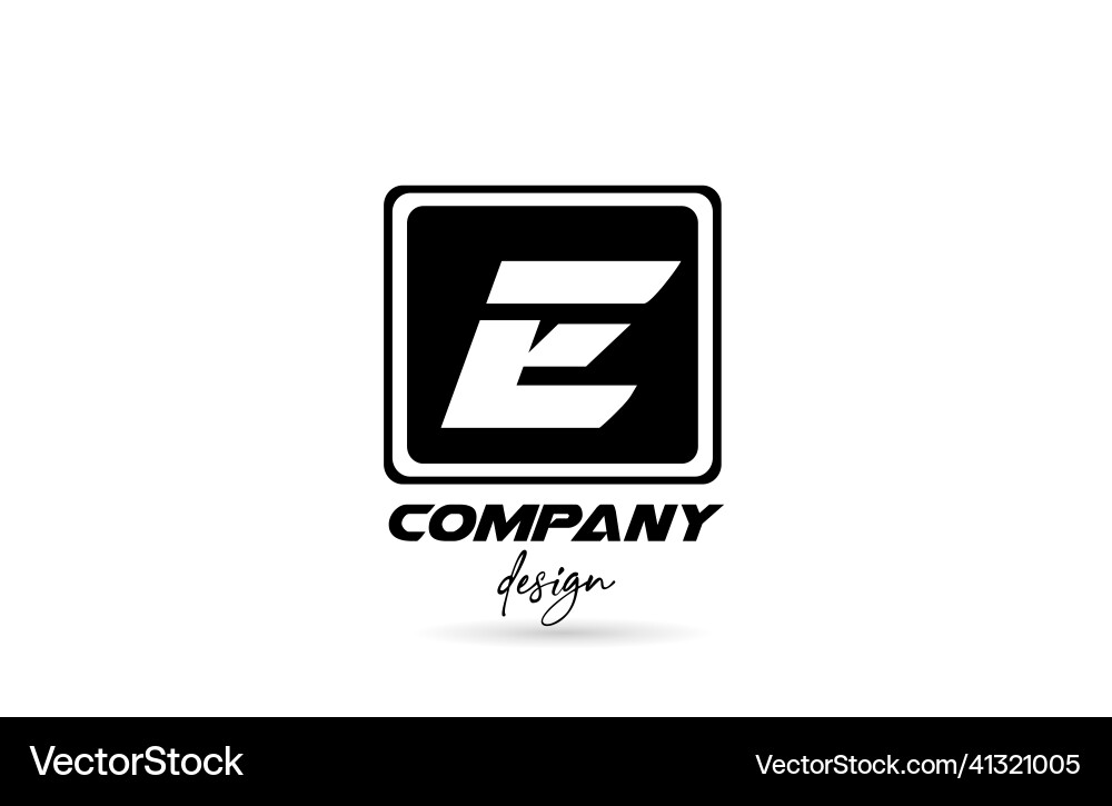 E alphabet letter logo icon with black and white Vector Image