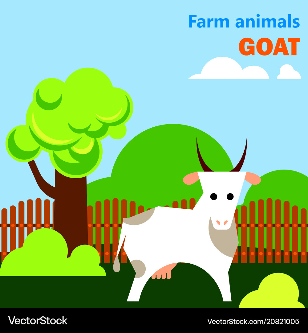 Educational flashcard with goat on the farm Vector Image