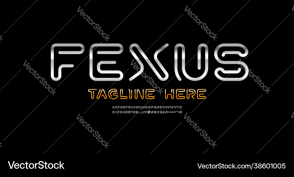 Metallic digital style alphabet trendy font from Vector Image