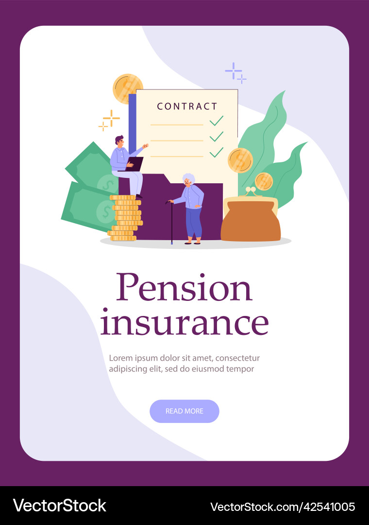 Pension insurance for retired elderly people web Vector Image