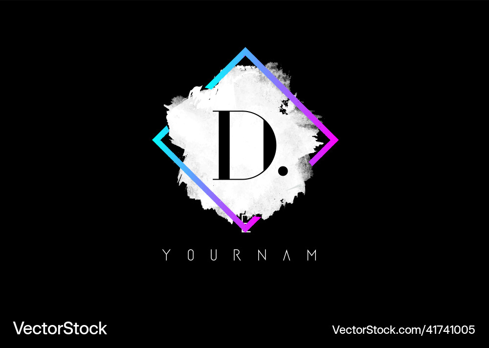 Purple d letter logo design with white stroke Vector Image