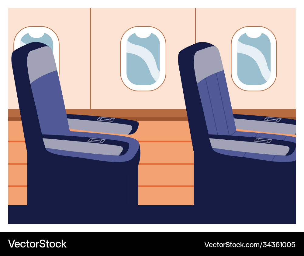 Seats in plane near windows single seat Royalty Free Vector