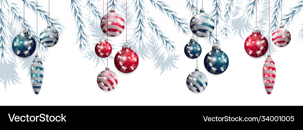 Set red and blue hanging christmas baubles Vector Image