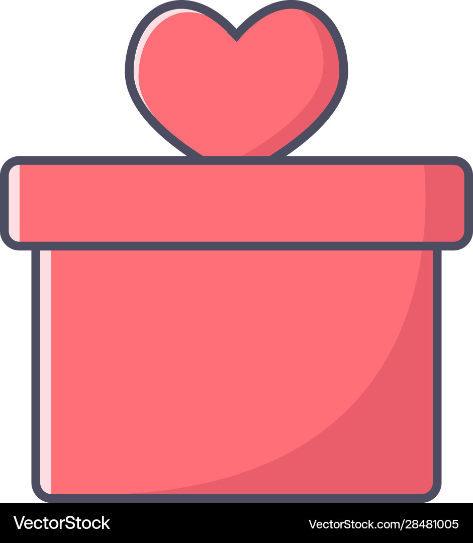 Simple icon gift with heart pink color flat design