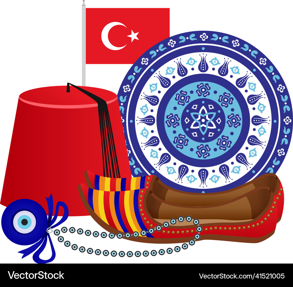 Symbols of turkey composition Royalty Free Vector Image