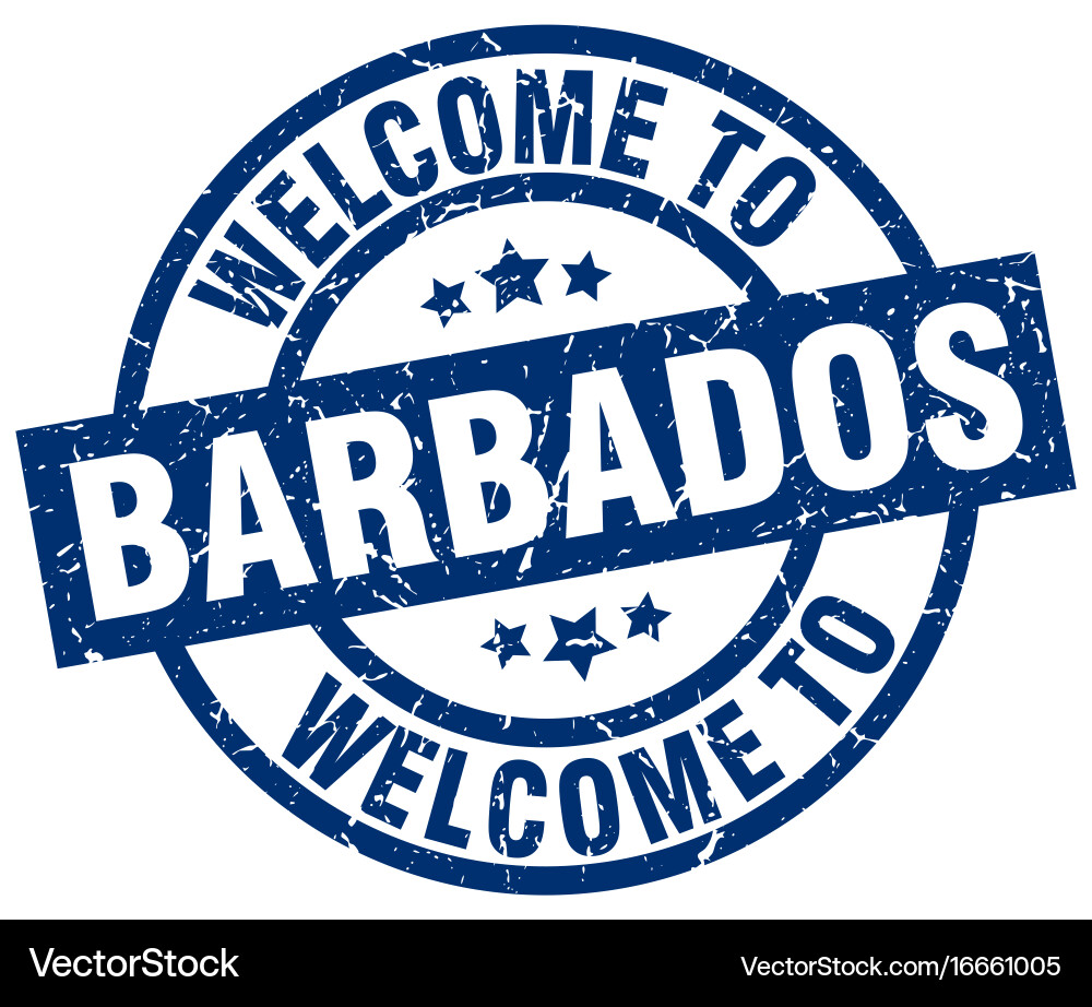 Welcome to barbados blue stamp Royalty Free Vector Image